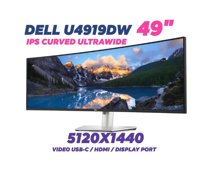 Dell U4919DW 49 inch Ultrawide IPS Curved 5120x1440 USB-C KVM 10-Bit U